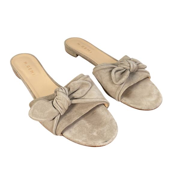 M Made In Italy | Shoes | M Gemi Softest Almond Suede Bow Slides ...